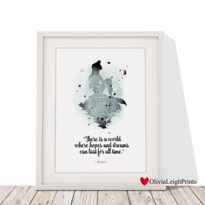 Princess Ariel Word Art Quote Watercolour Art Print-wall Art-gift ...