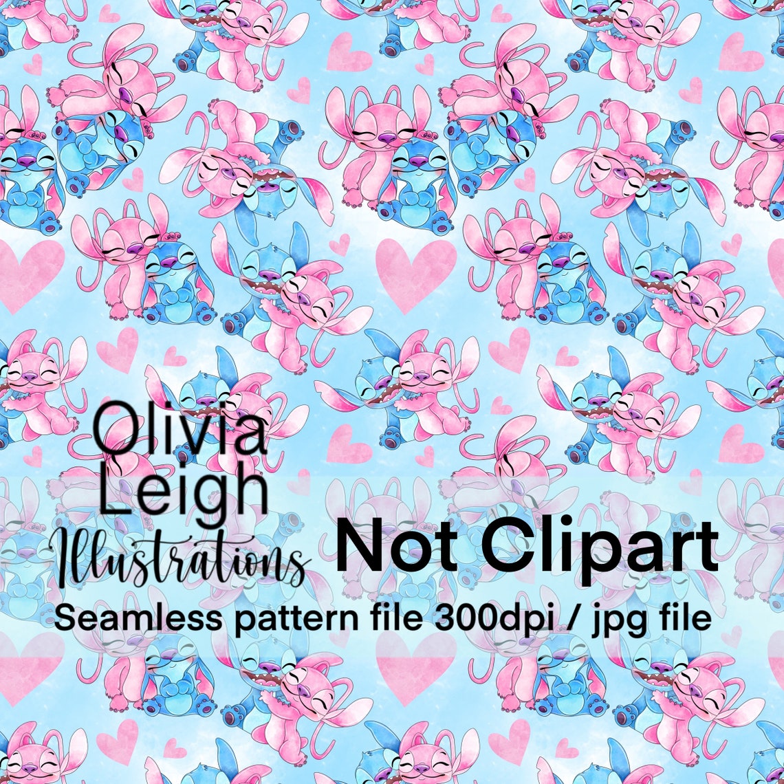 Cute Stitch and Angel Seamless Pattern. Digital Paper. DIGITAL - Etsy