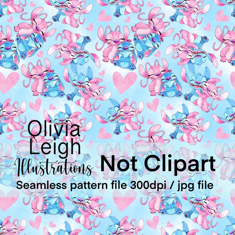 Cute Stitch and Angel Seamless Pattern. Digital Paper. DIGITAL - Etsy