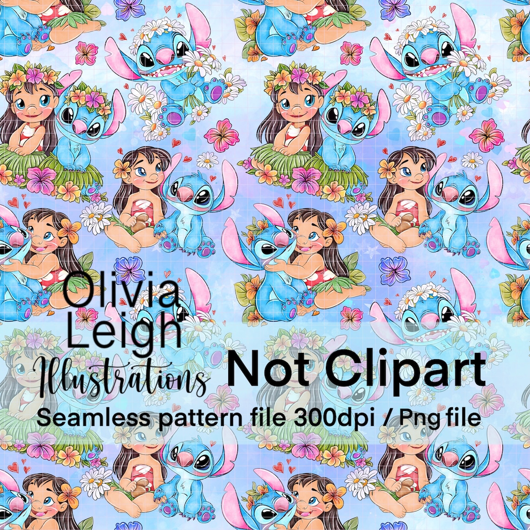 LILO and Stitch Summer Floral Cute Seamless Pattern. Digital Paper ...