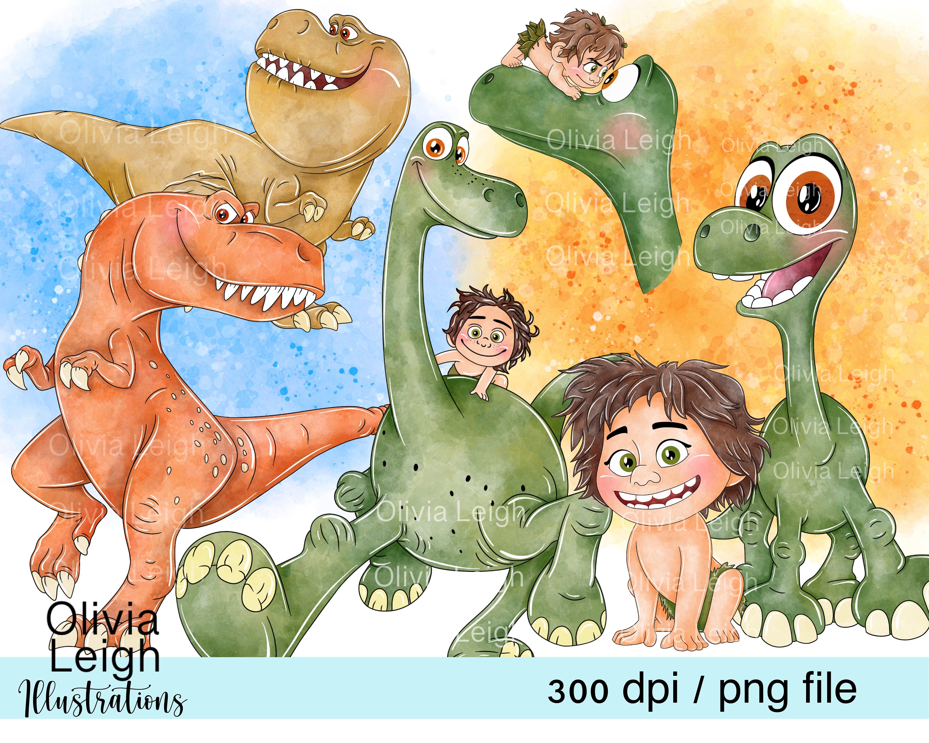 Set of Cute Dinosaur Clipart PNG Files Includes Free Bookmarks - Etsy