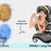 Set of Tattooed Princesses Belle, Ariel, Snow White, Cinderella Clipart ...