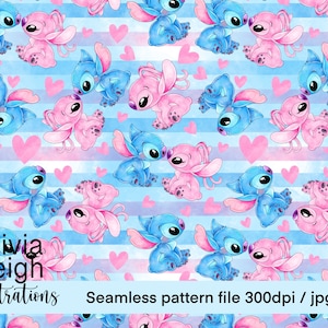 Cute Stitch and Angel Seamless Pattern. Digital Paper. DIGITAL - Etsy