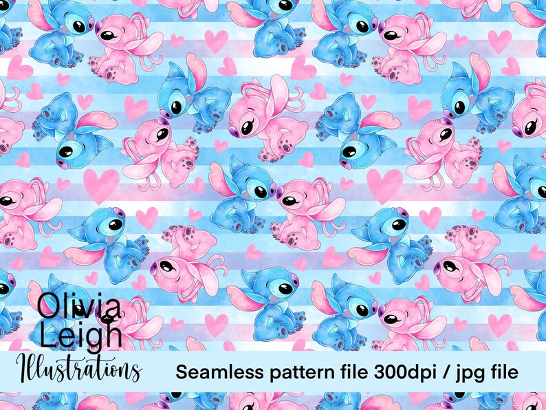 Cute Stitch and Angel Seamless Pattern. Digital Paper. DIGITAL - Etsy