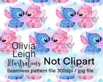 Set of 9 Cute Lilo and Stitch Seamless Patterns. Digital Paper. DIGITAL DOWNLOAD Children's ...
