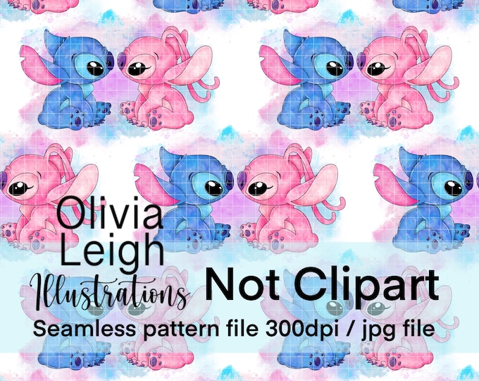 Lilo and Stitch Cute Seamless Pattern. Digital Paper. DIGITAL DOWNLOAD ...