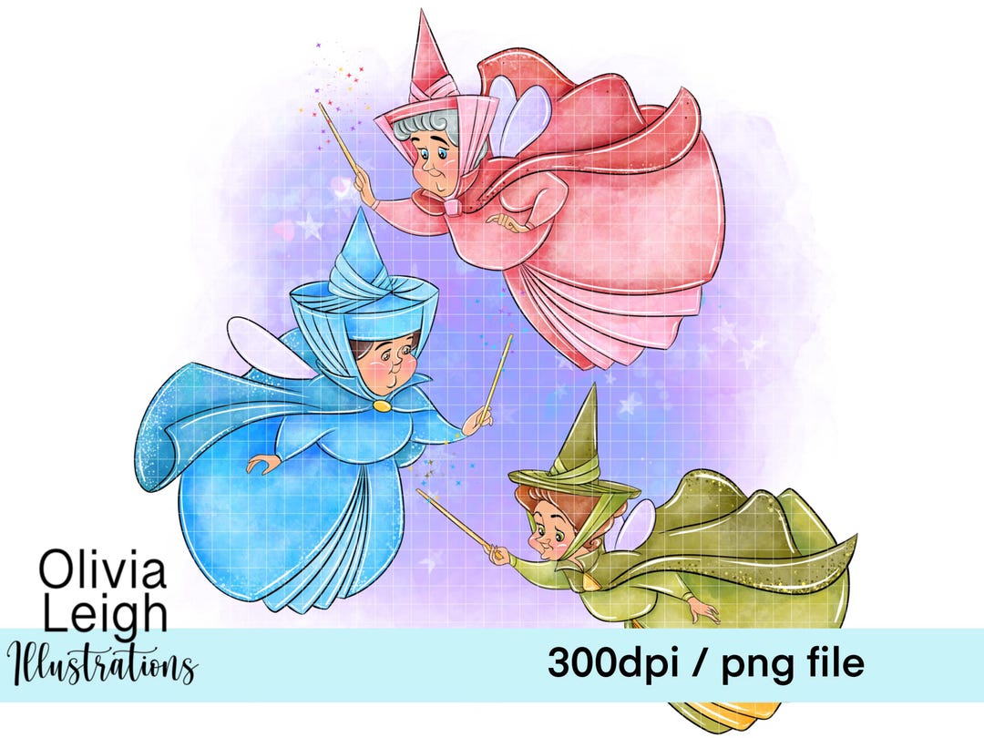 The Good Fairies Sleeping Beauty Princess Clipart PNG Files DIGITAL ...