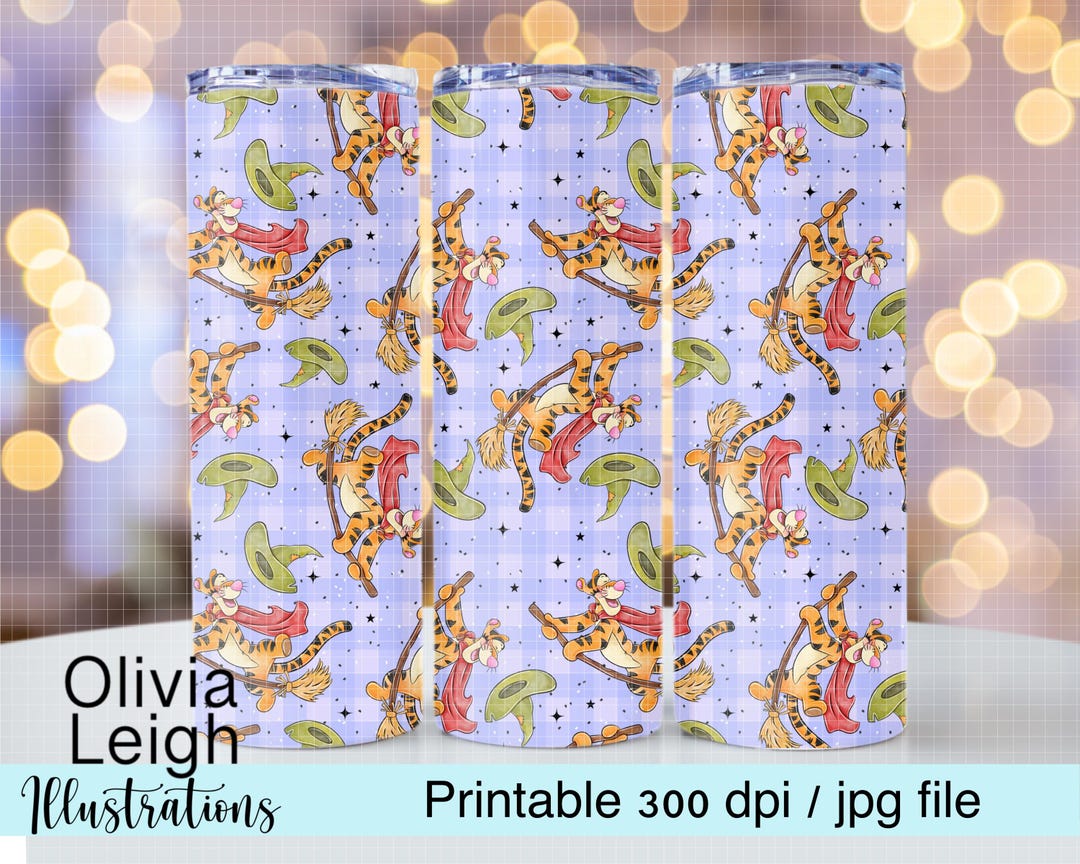 Cute Winnie the Pooh, Tigger, Halloween, Sublimation Design Cup Wrap ...