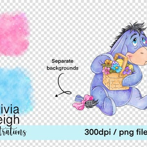 Eeyore Springtime Cute Clipart PNG Files DIGITAL DOWNLOAD Printable - Etsy