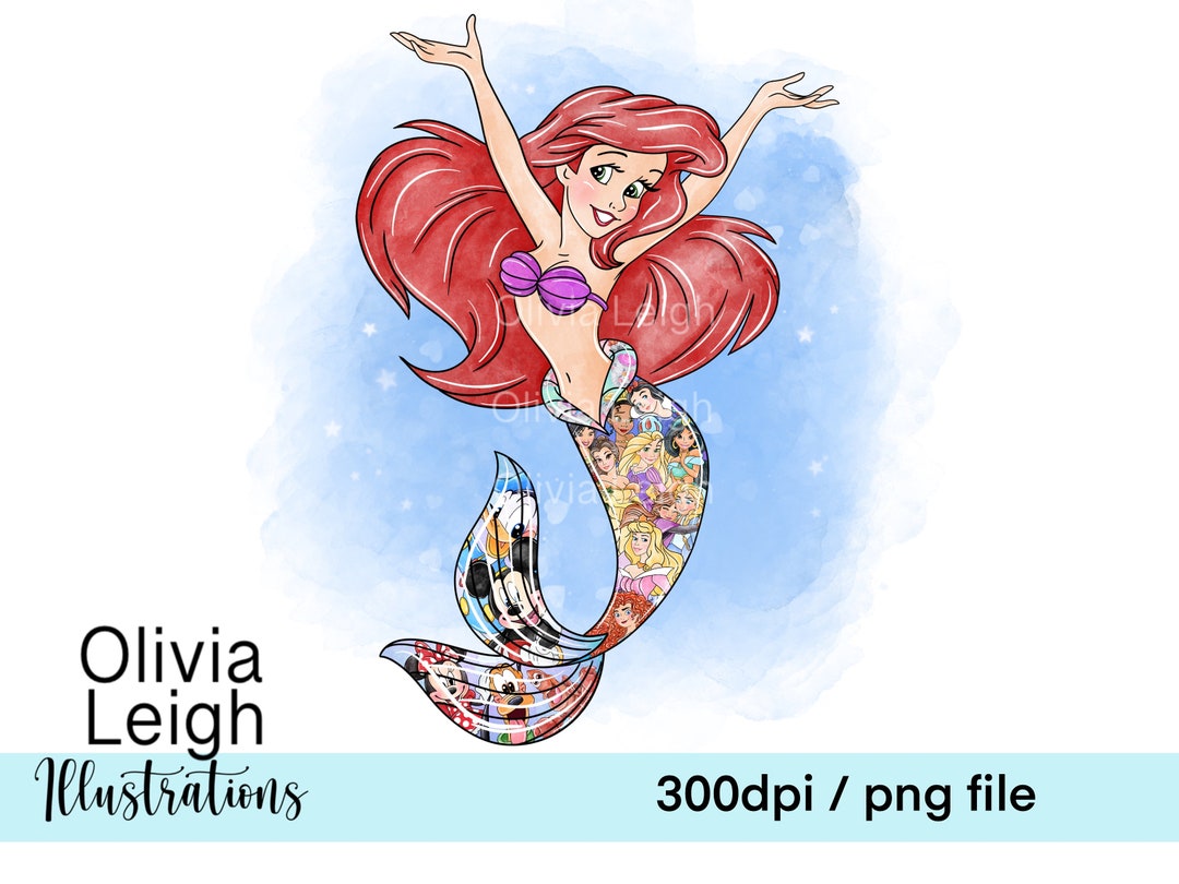 Princess Ariel Cute Collage Print Clipart PNG Files DIGITAL DOWNLOAD ...