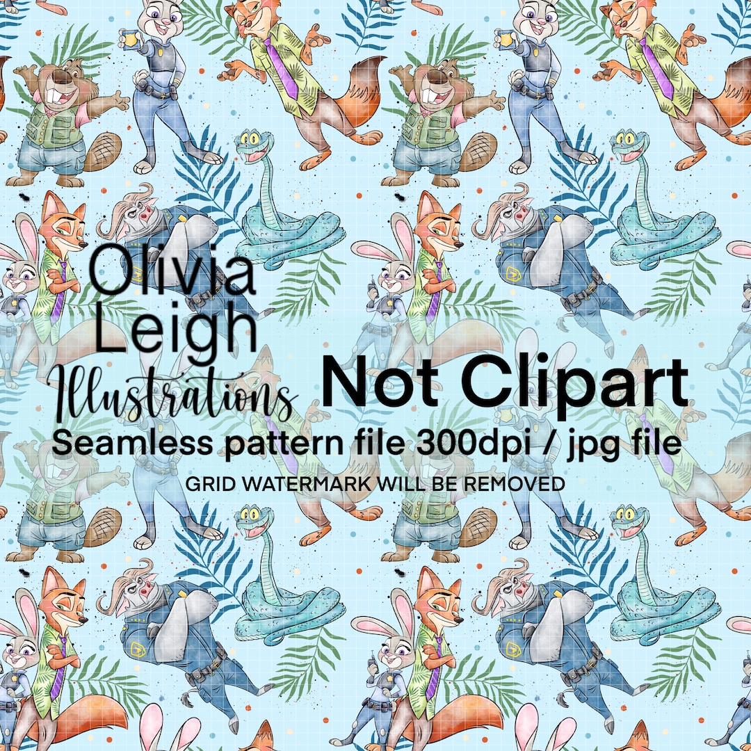 Zootopia Seamless Repeat Pattern. Digital Paper. Hand Drawn DIGITAL ...