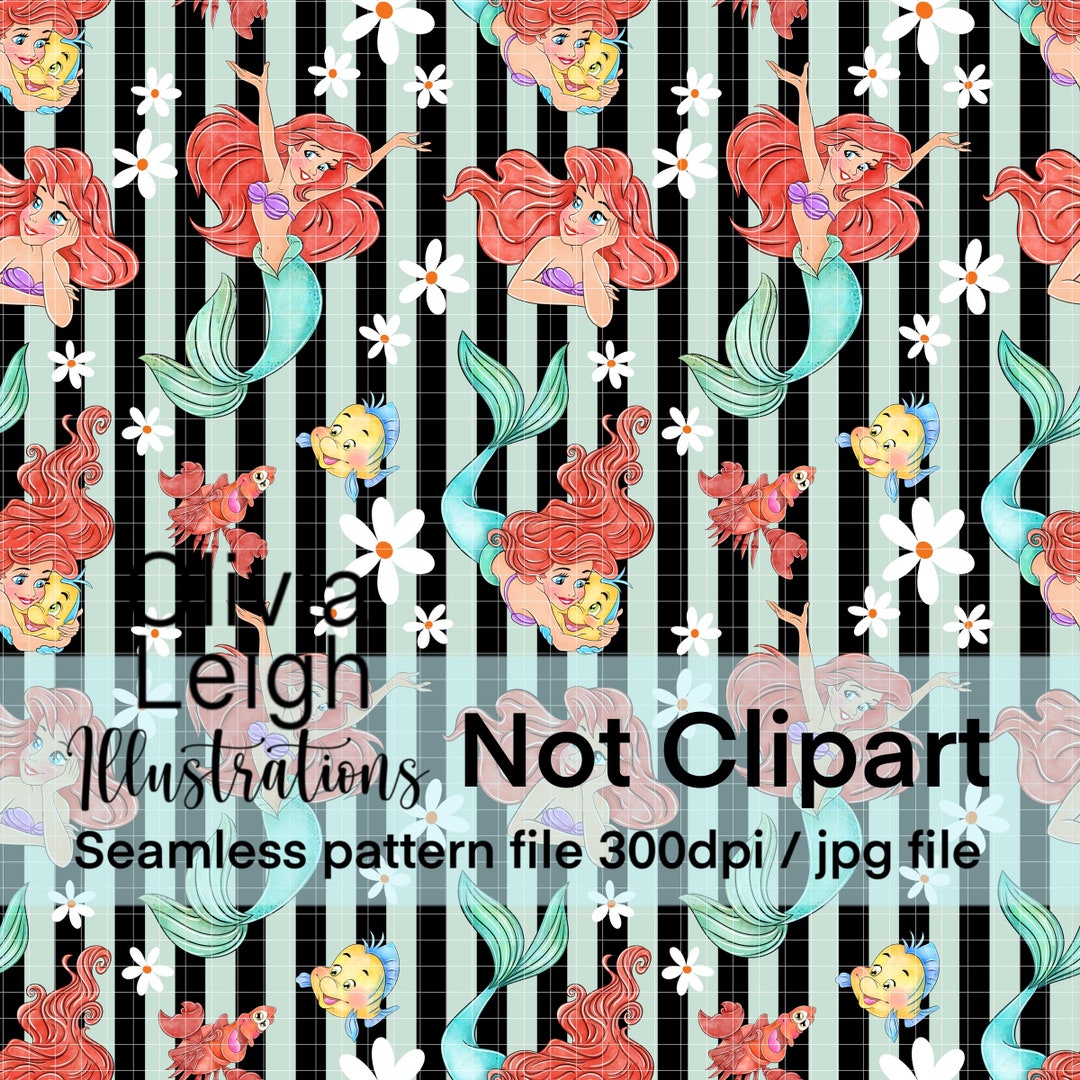 Princess Ariel Seamless Repeat Pattern. Digital Paper. DIGITAL DOWNLOAD ...