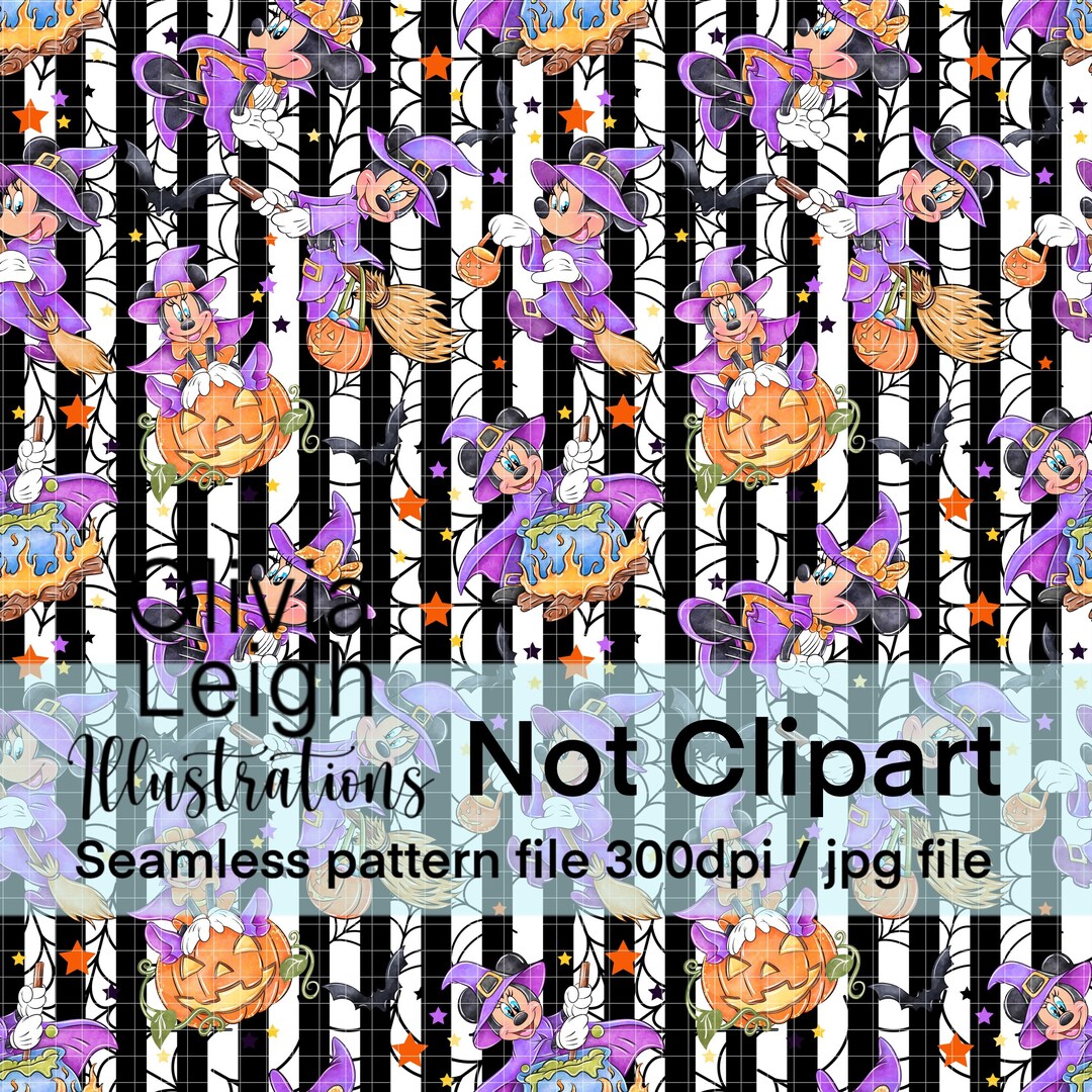 Minnie Halloween Seamless Repeat Pattern. Digital Paper. DIGITAL ...