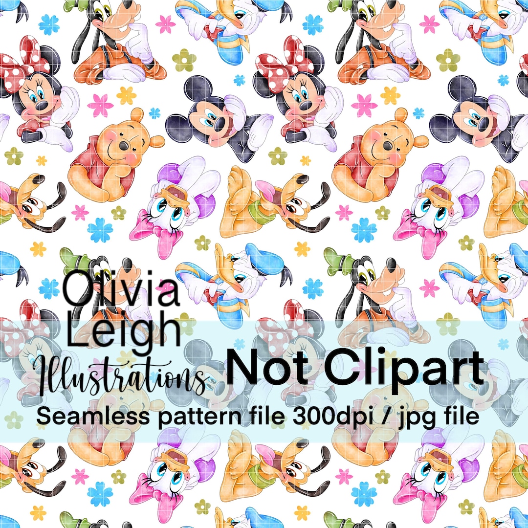 Mickey and Friends Summer Repeat Seamless Pattern. Digital Paper ...