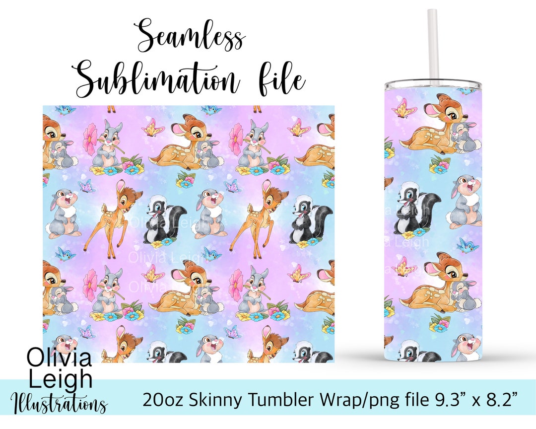 Bambi Sublimation Design Wrap PNG File DIGITAL DOWNLOAD 20oz Skinny ...