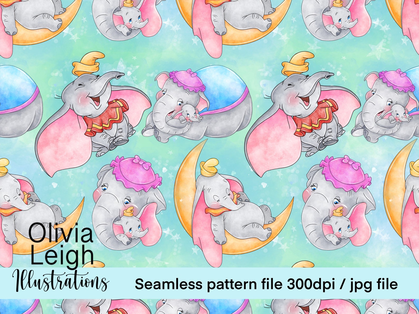 Dumbo Cute Seamless Pattern. Digital Paper. DIGITAL DOWNLOAD - Etsy