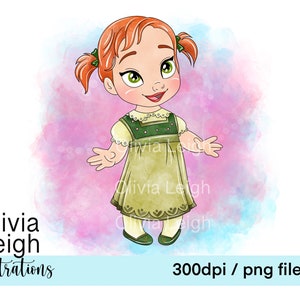 Baby Toddler Princess Anna Frozen Cute Clipart PNG Files DIGITAL ...