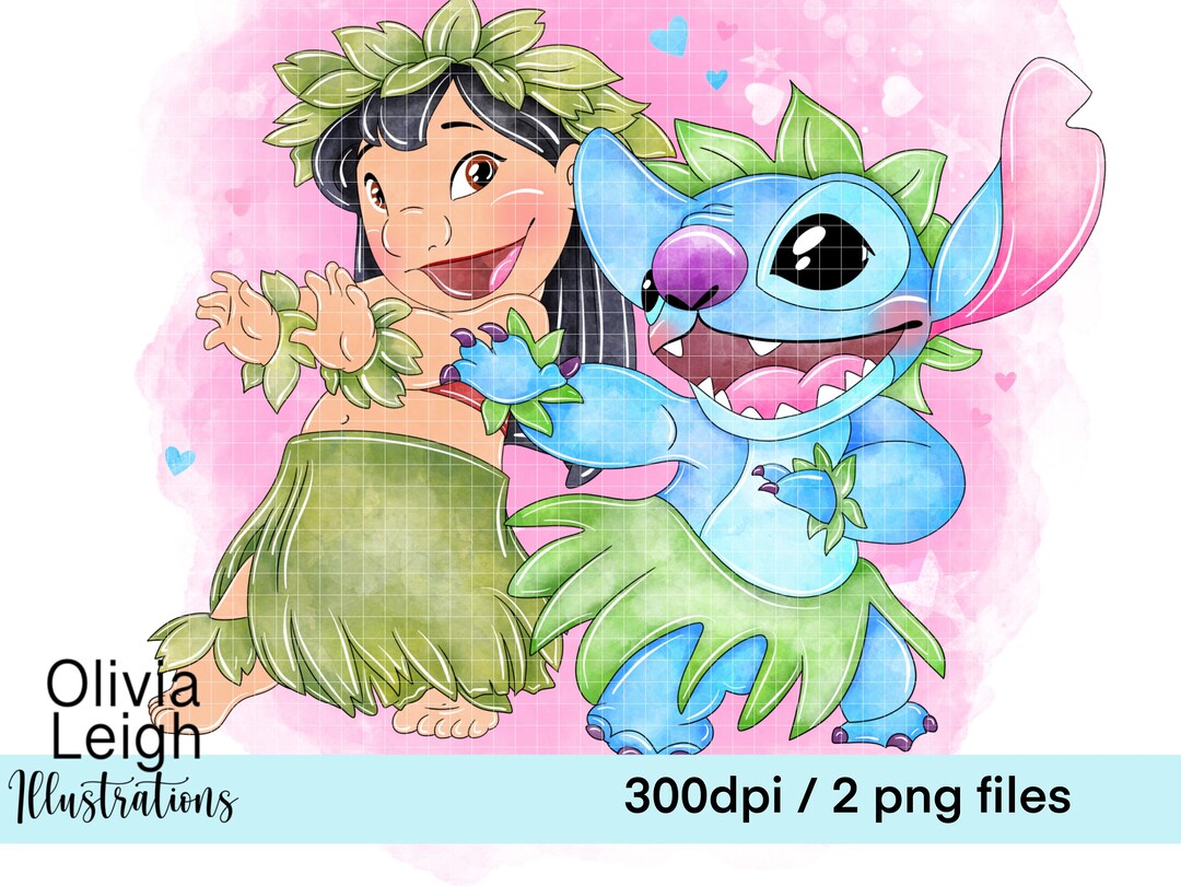 Lilo And Stitch Pink Summer Hula Cute Clipart Png Files Digital Download Printable Etsy