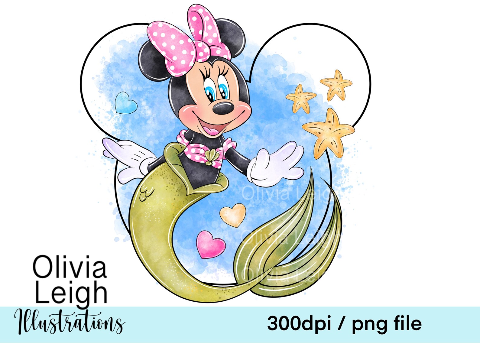 Minnie Mouse Mermaid Cute Beach Clipart Sublimation PNG Files - Etsy