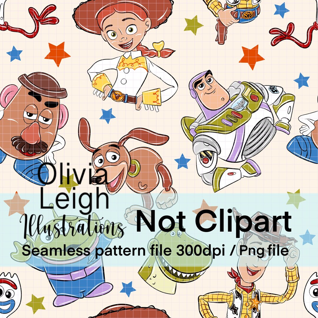 Toy Story Seamless Repeat Pattern. Digital Paper. Hand Drawn DIGITAL ...