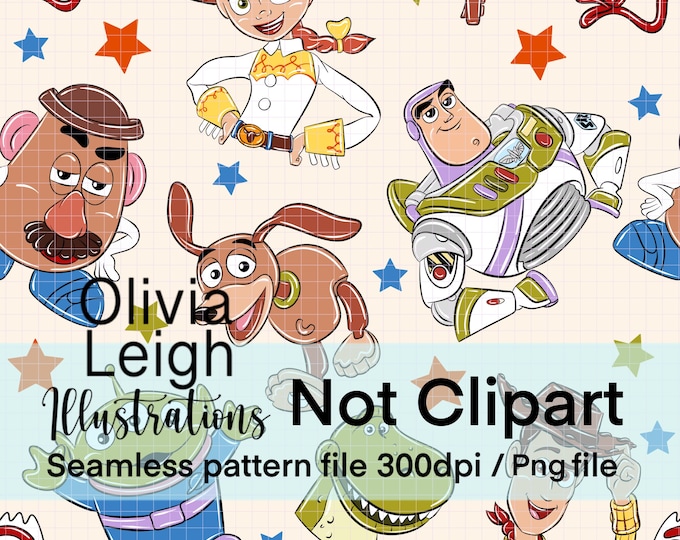 Toy Story Seamless Repeat Pattern. Digital Paper. Hand Drawn DIGITAL ...