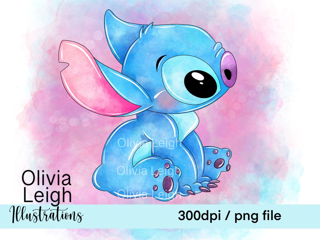 Stitch Cute Watercolour Clipart PNG Files DIGITAL DOWNLOAD Printable - Etsy