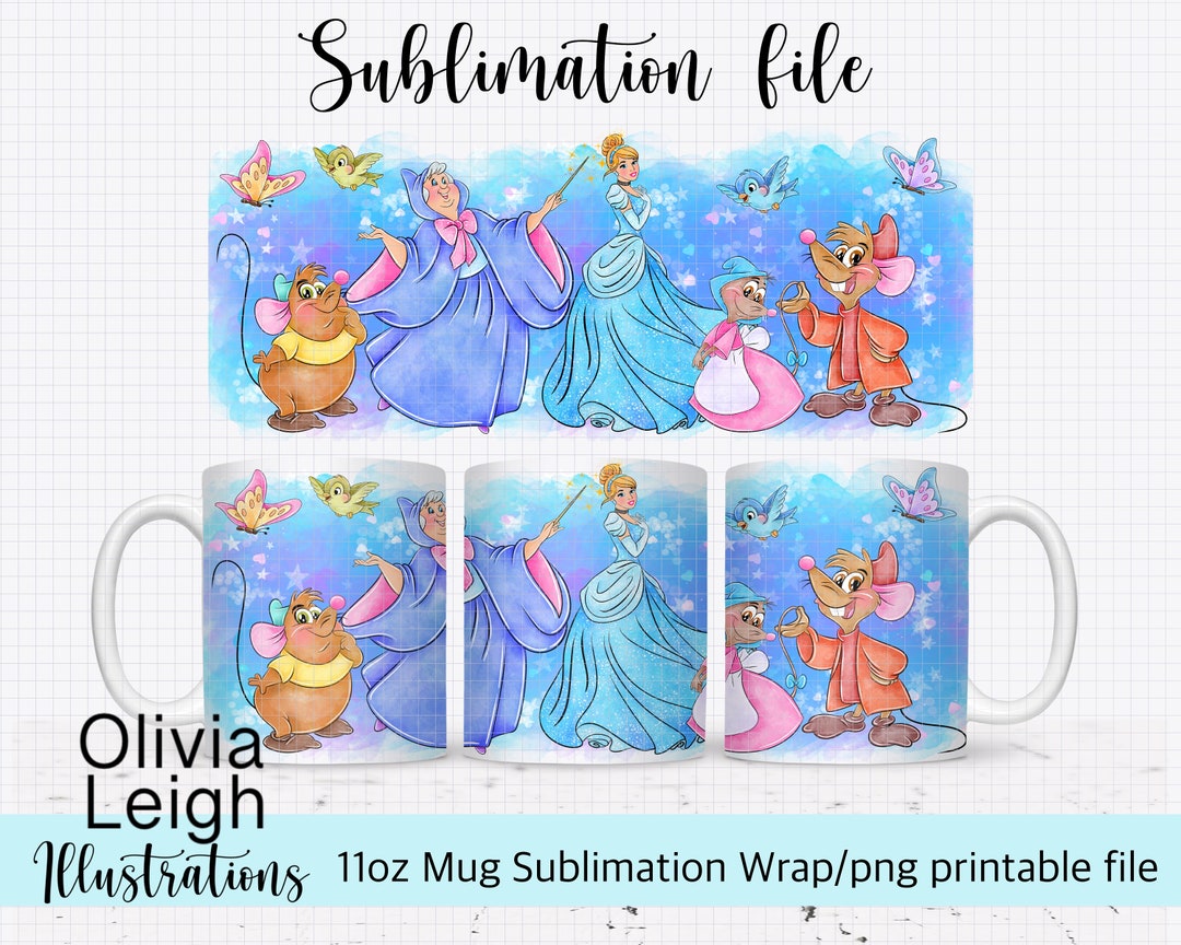 Princess Cinderella Sublimation Mug Wrap PNG File for 11oz Mug DIGITAL ...