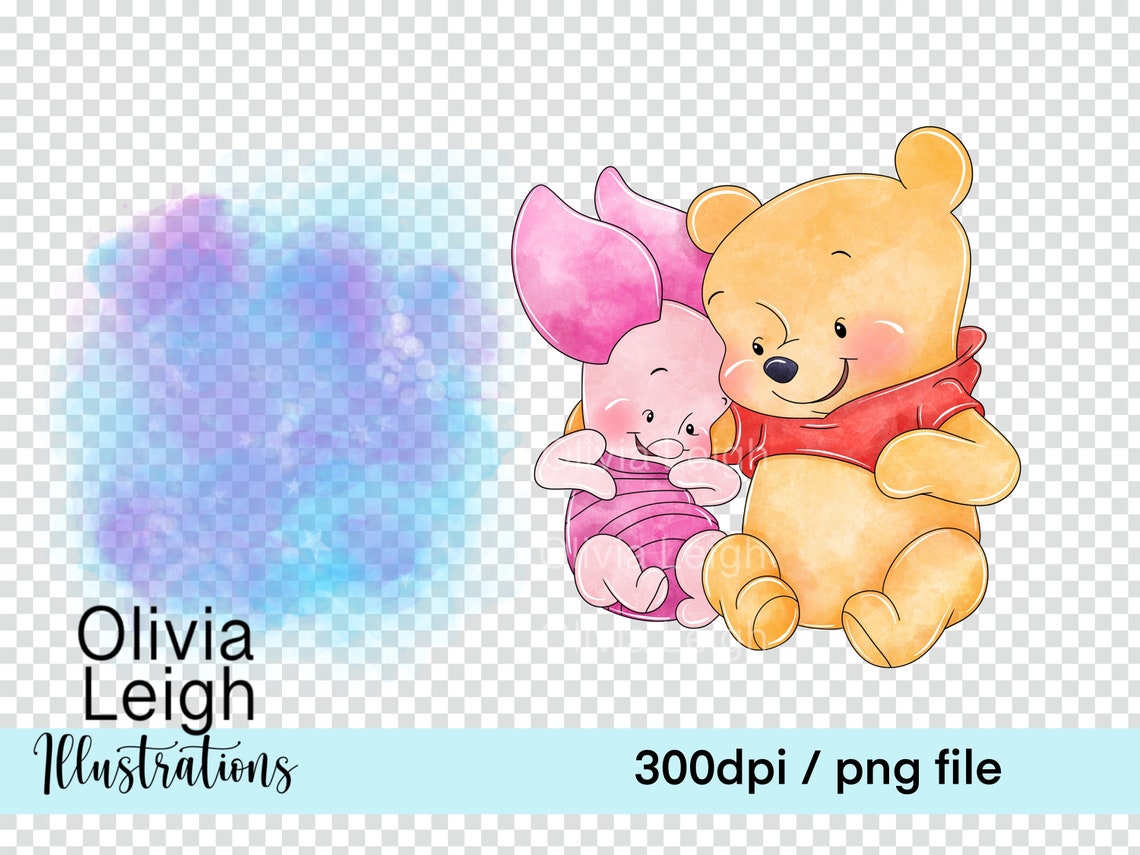 Cute Baby Winnie the Pooh and Piglet Clipart PNG Files DIGITAL DOWNLOAD ...