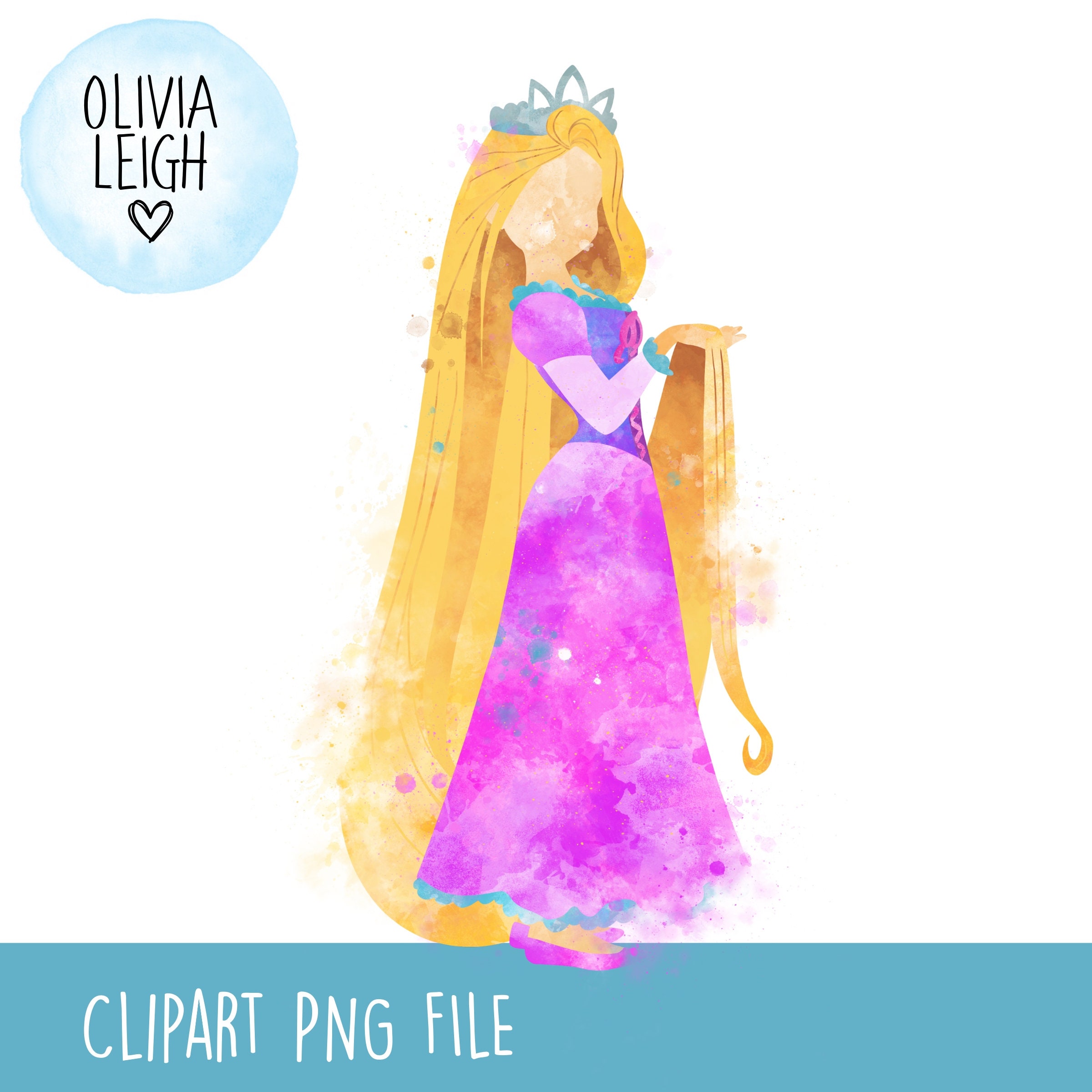 Princess Rapunzel Watercolour Clipart PNG Files DIGITAL - Etsy
