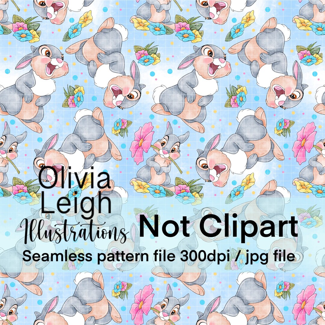 Bambi Thumper Cute Seamless Pattern. Digital Paper. DIGITAL DOWNLOAD ...