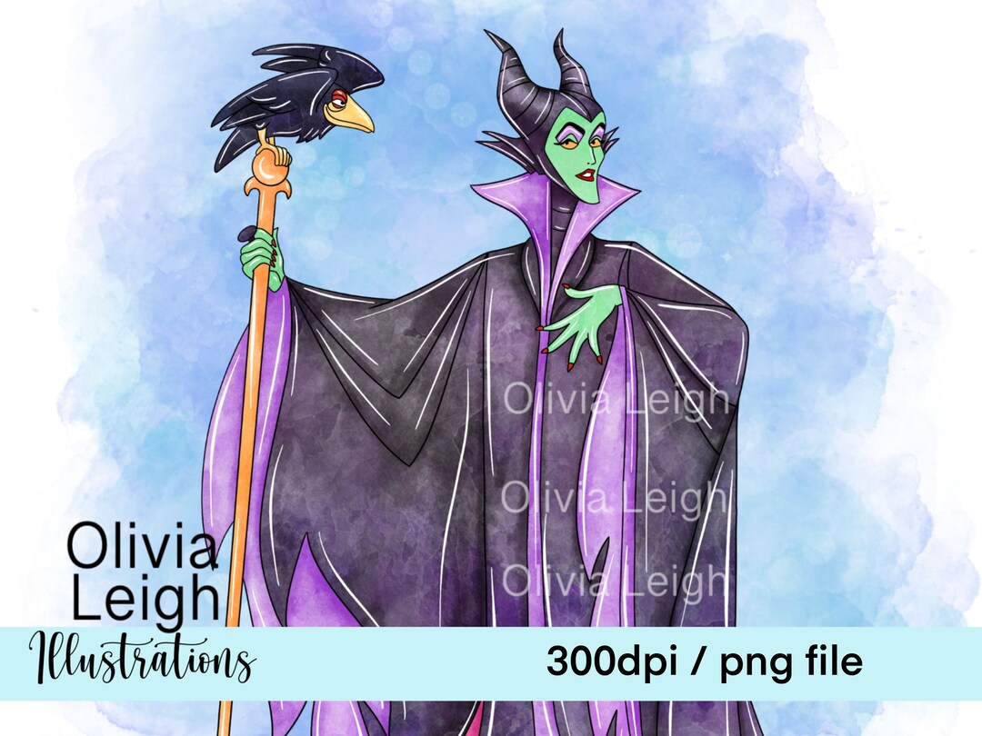 Princess Villain Maleficent Cute Clipart PNG Files DIGITAL DOWNLOAD ...