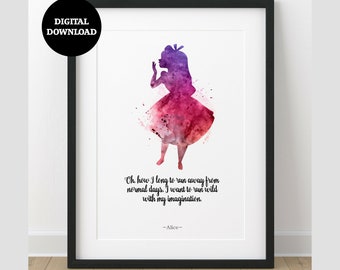 Alice in Wonderland Bright Side Quote Wall Art Poster Nursery Home ...
