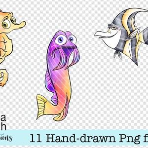 Finding Nemo Cute Clipart Set PNG Files Hand Drawn DIGITAL DOWNLOAD - Etsy