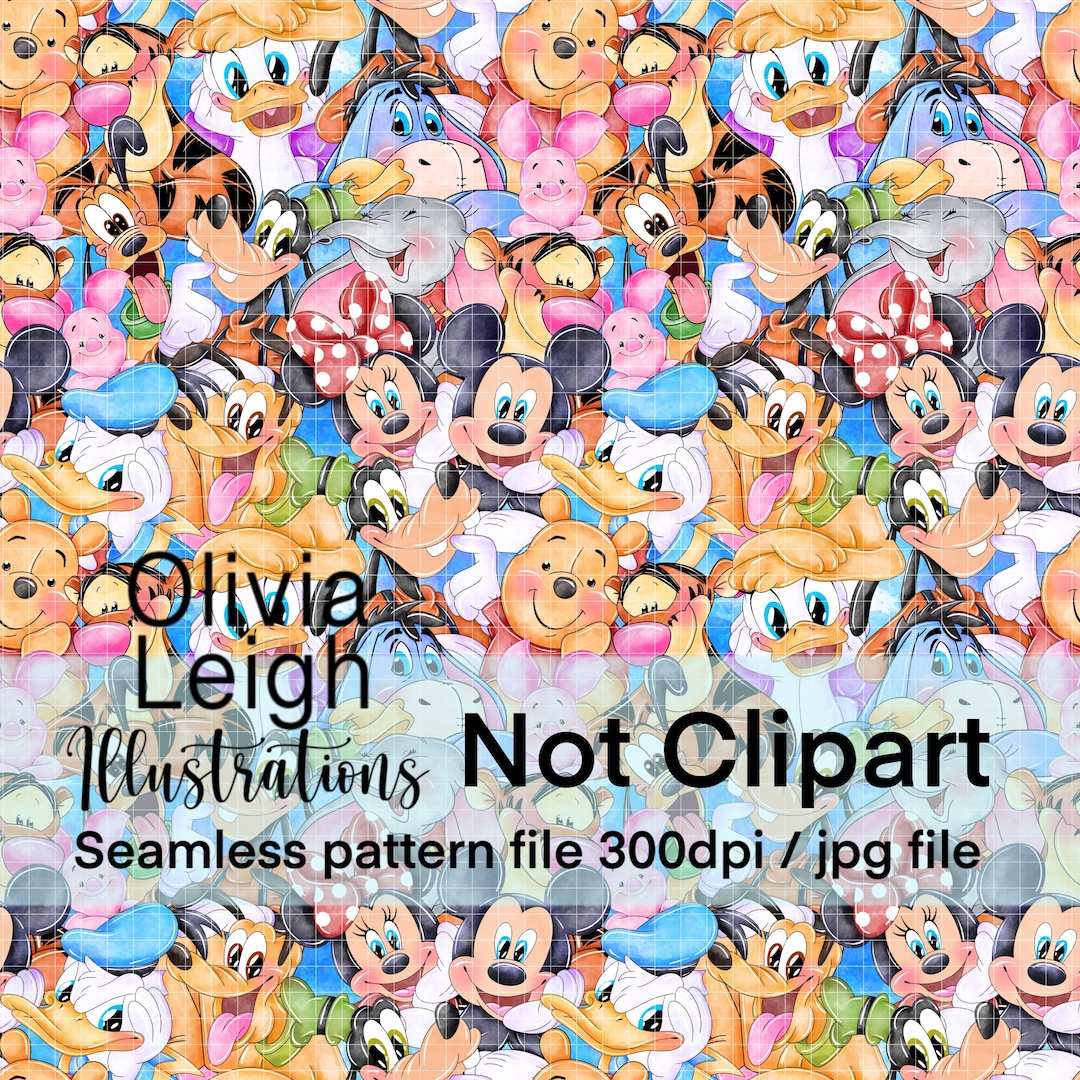 Mickey and Friends Cute Seamless Pattern. Digital Paper. DIGITAL ...