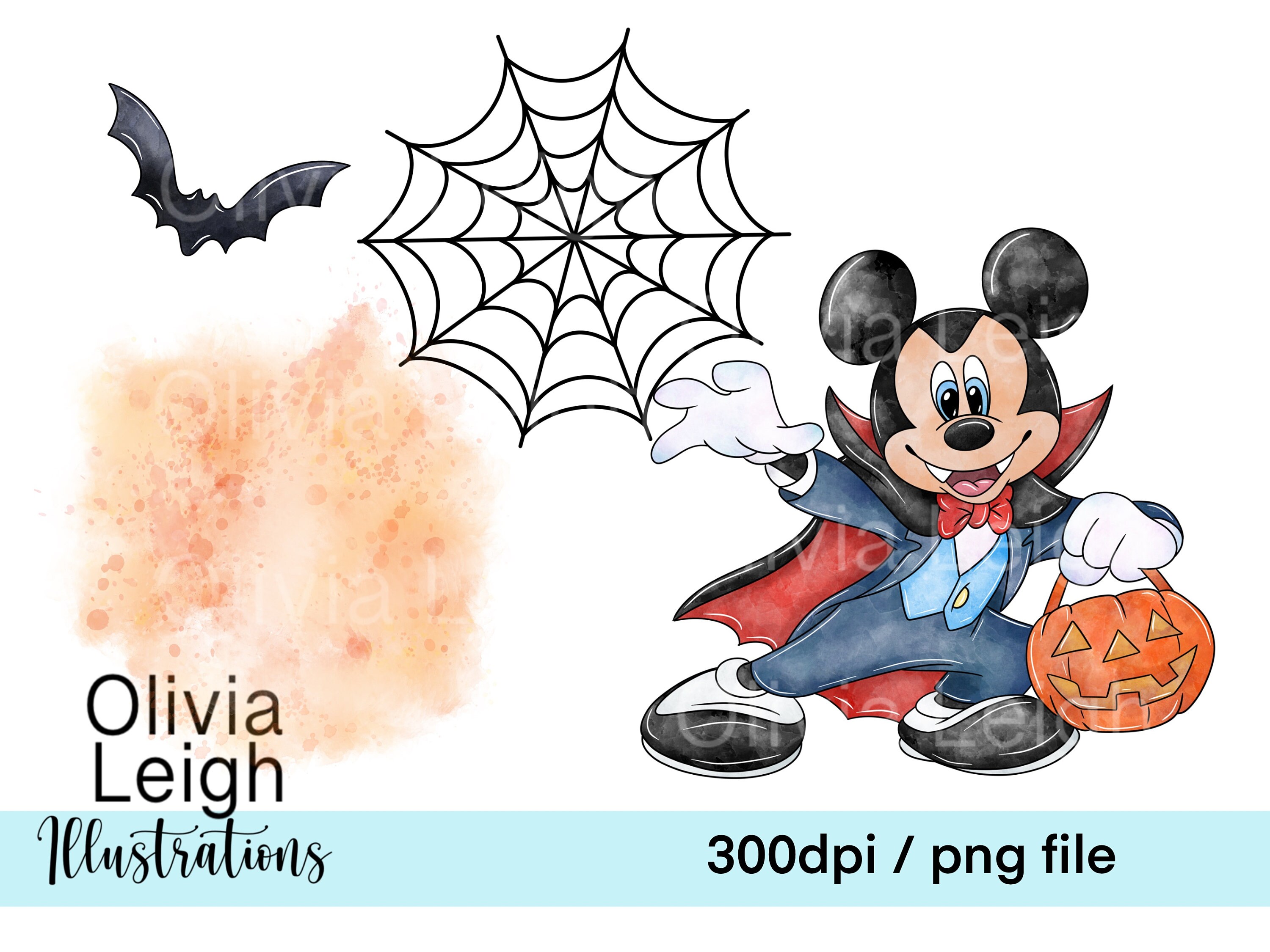 Mickey Mouse Halloween Cute Clipart PNG Files DIGITAL DOWNLOAD ...