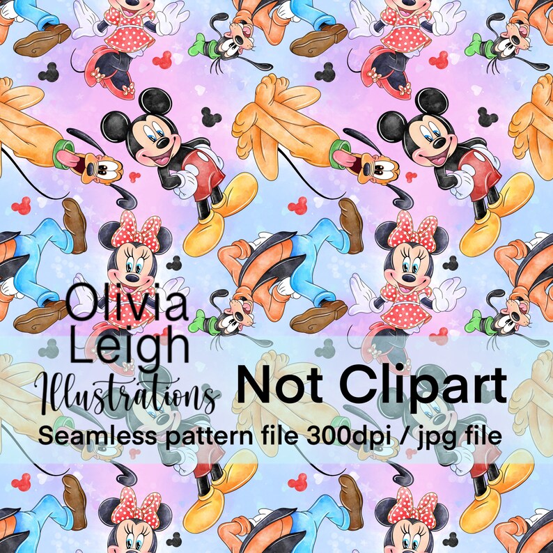 Mickey and Friends Cute Seamless Pattern. Digital Paper. - Etsy