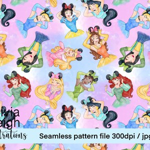 Princess Repeat Pattern. Digital Paper. DIGITAL DOWNLOAD - Etsy