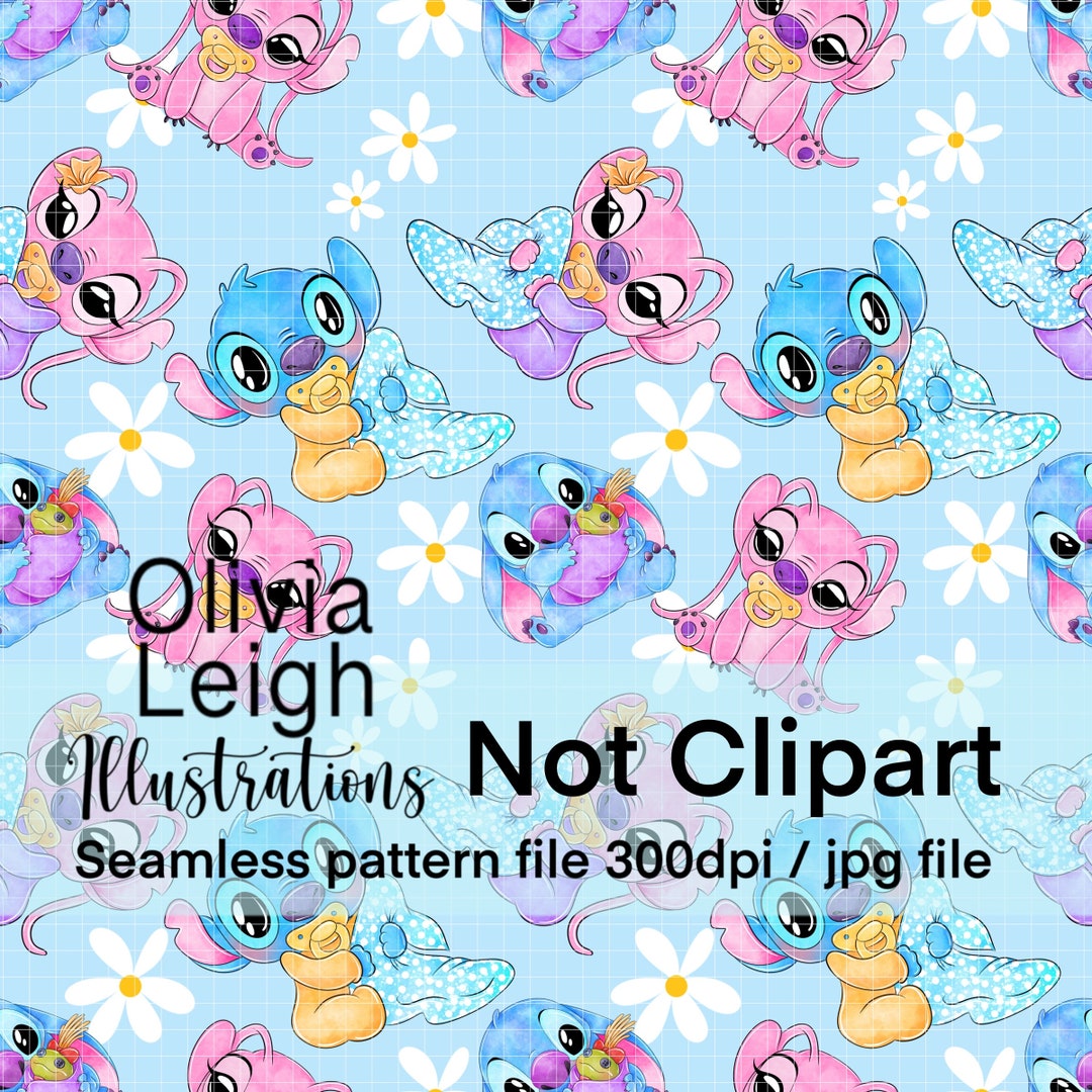 Cute Stitch and Angel Seamless Pattern. Digital Paper. DIGITAL DOWNLOAD ...