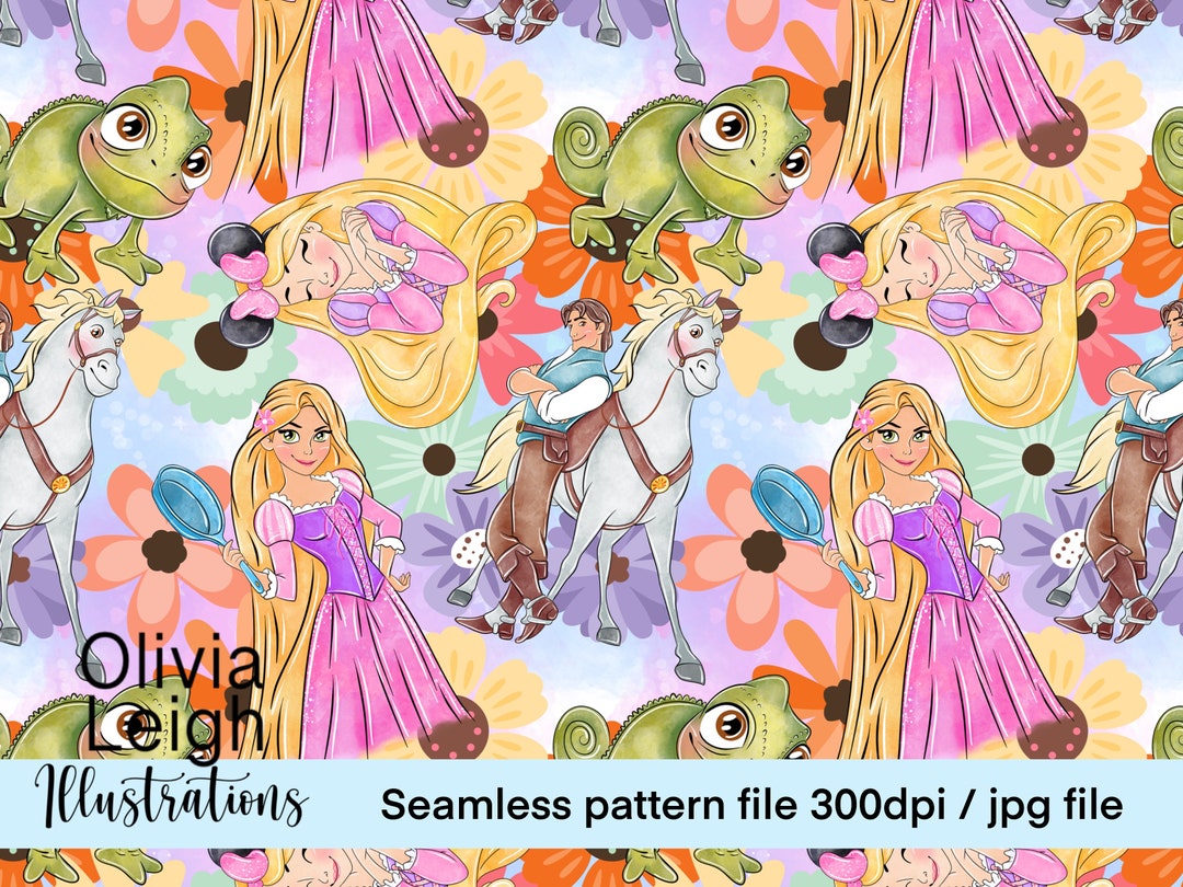 Princess Rapunzel Repeat Seamless Pattern. Digital Paper. - Etsy
