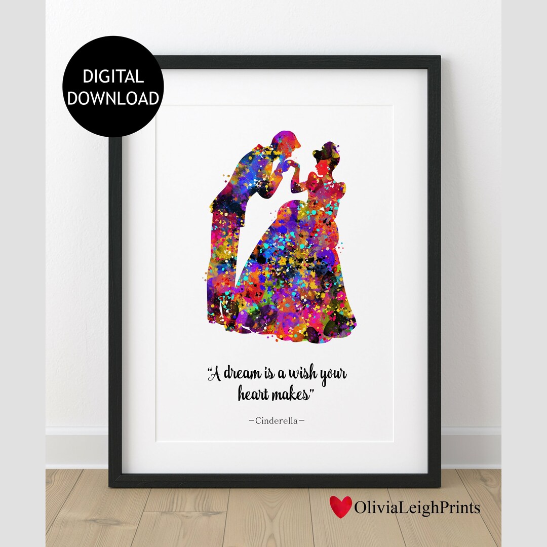 Princess Cinderella and Prince Charming Quote Art Print-wall Art-gift ...