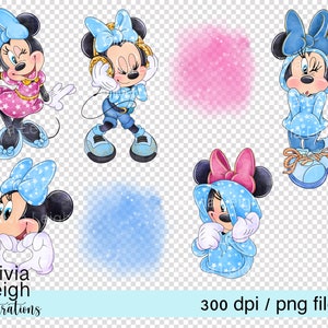 Set of Minnie Mouse Star Print Cute Clipart PNG Files DIGITAL DOWNLOAD ...
