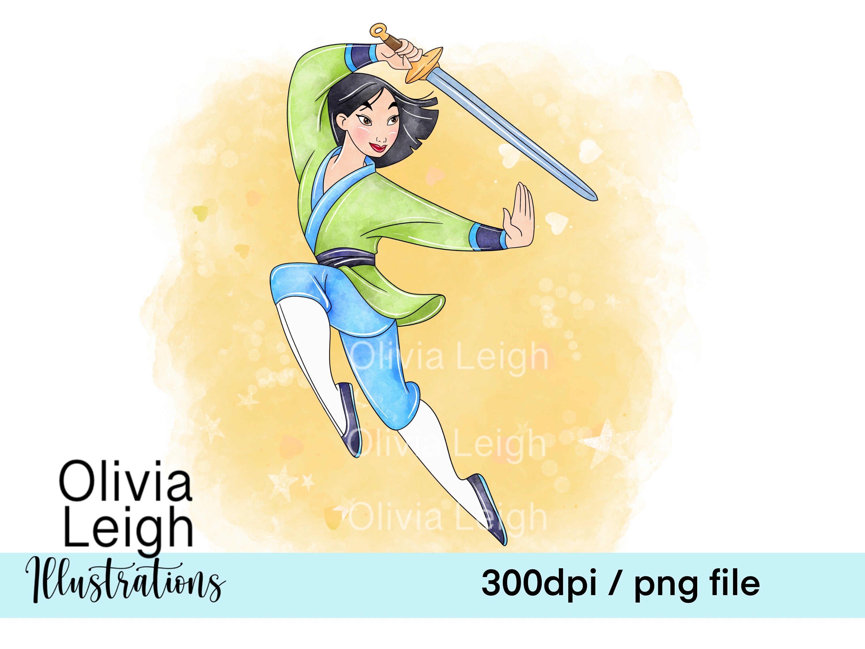 Princess Mulan Cute Clipart PNG Files DIGITAL DOWNLOAD - Etsy
