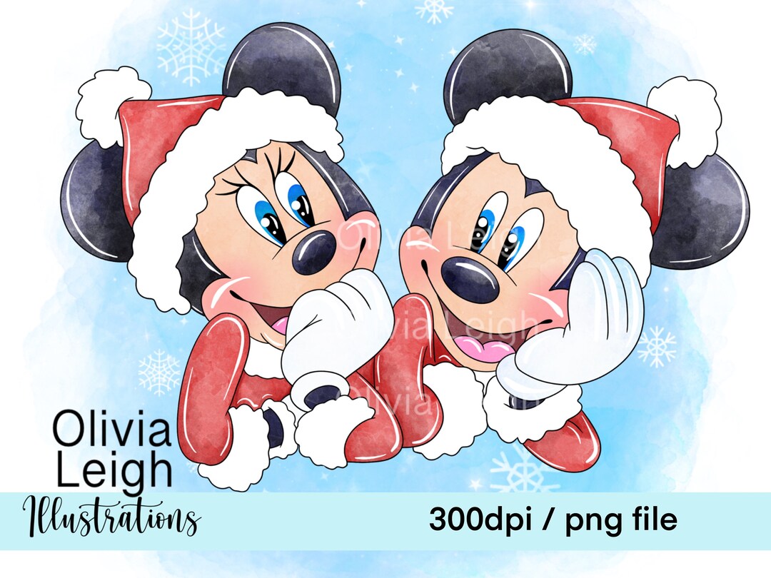 Mickey and Minnie Mouse Christmas Cute Clipart PNG Files DIGITAL ...