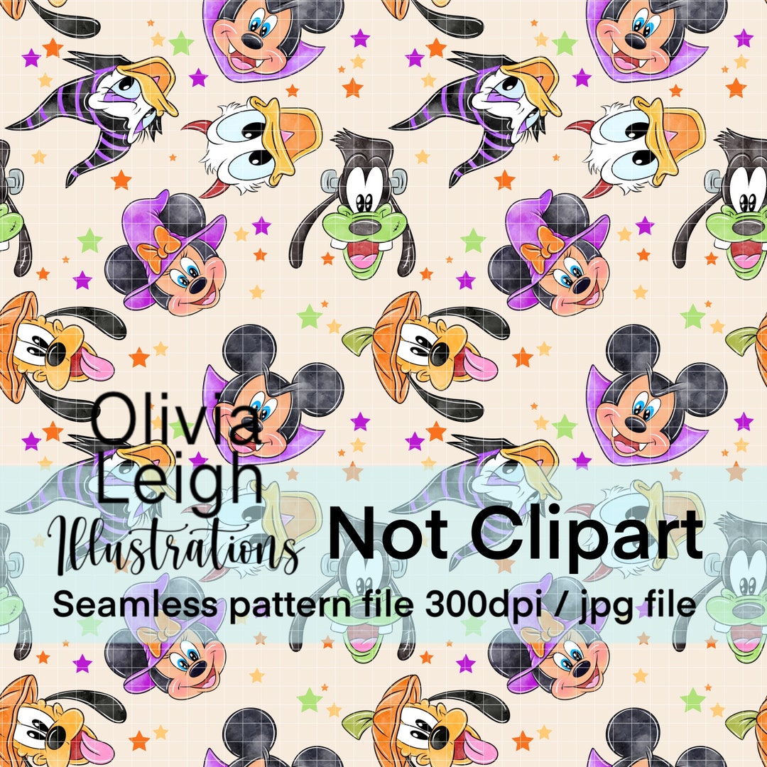 Halloween Mickey and Friends Seamless Repeat Pattern. Digital Paper ...