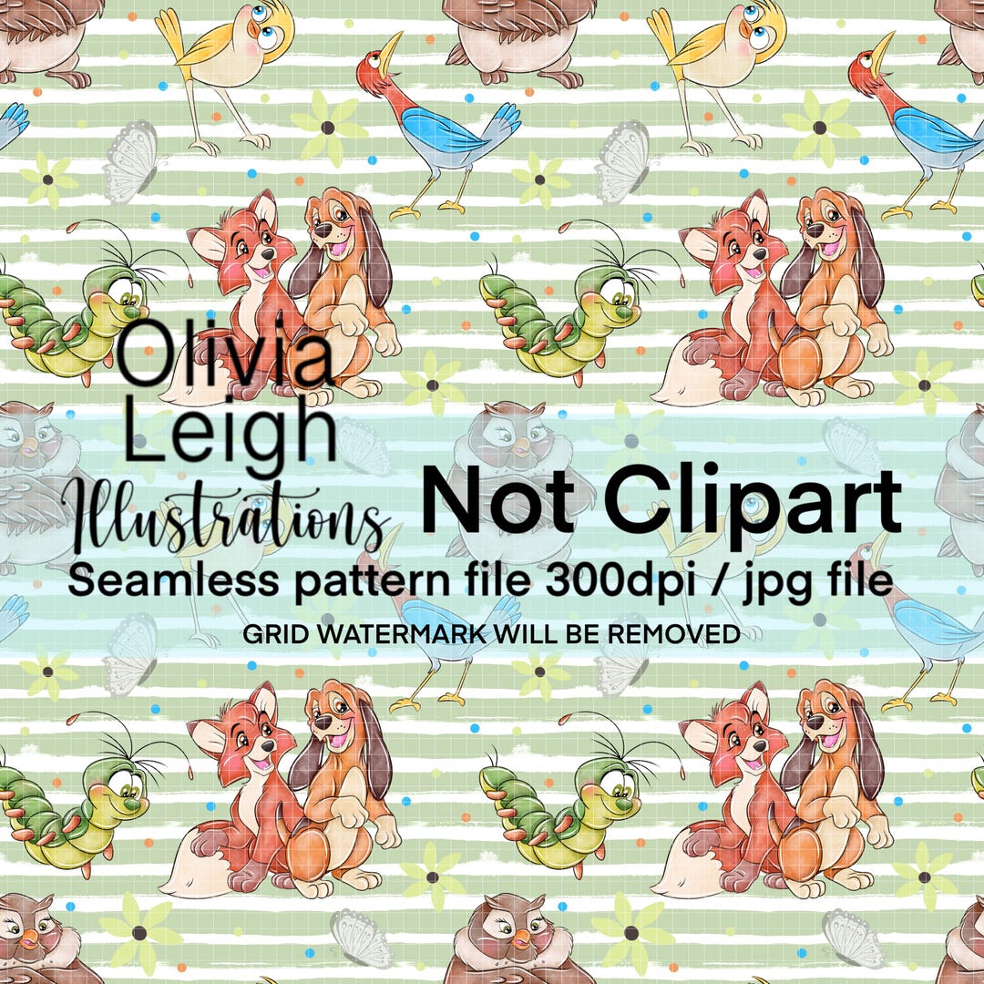The Fox and Hound, Seamless Repeat Pattern. Digital Paper. Hand Drawn ...