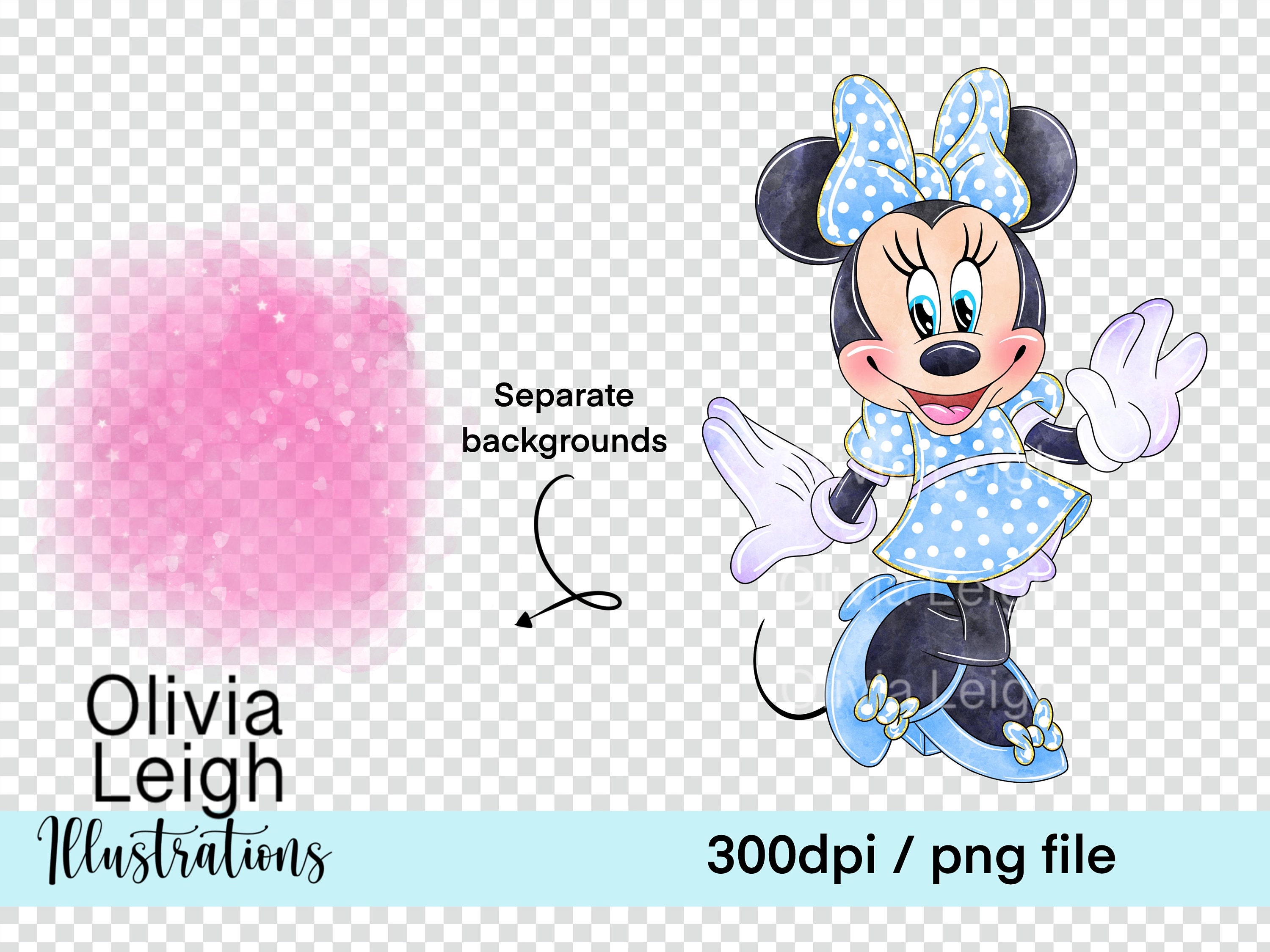 Minnie Mouse Cute Clipart PNG Files DIGITAL DOWNLOAD Children's ...