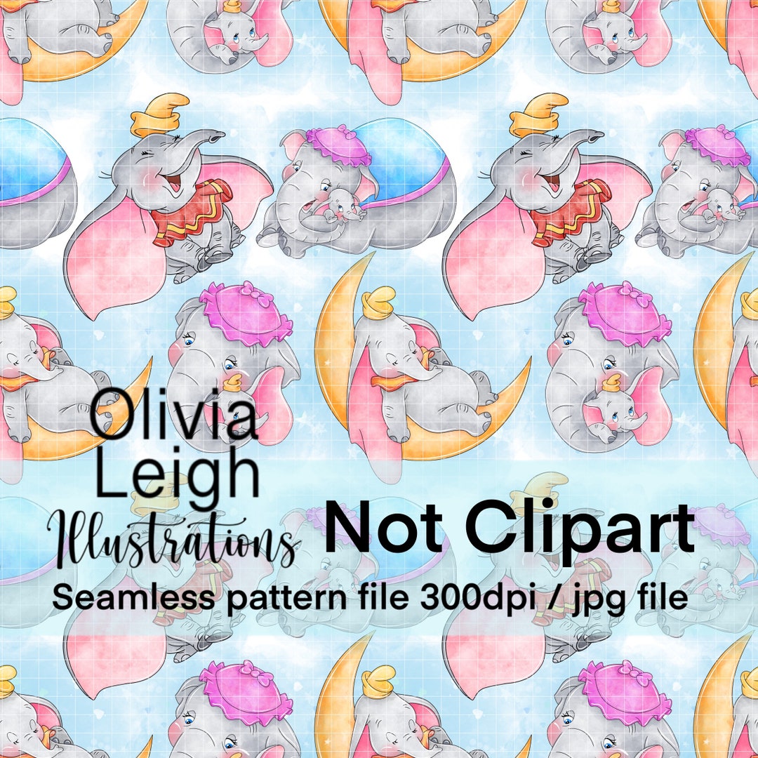 Dumbo Cute Seamless Pattern. Digital Paper. DIGITAL DOWNLOAD Printable ...
