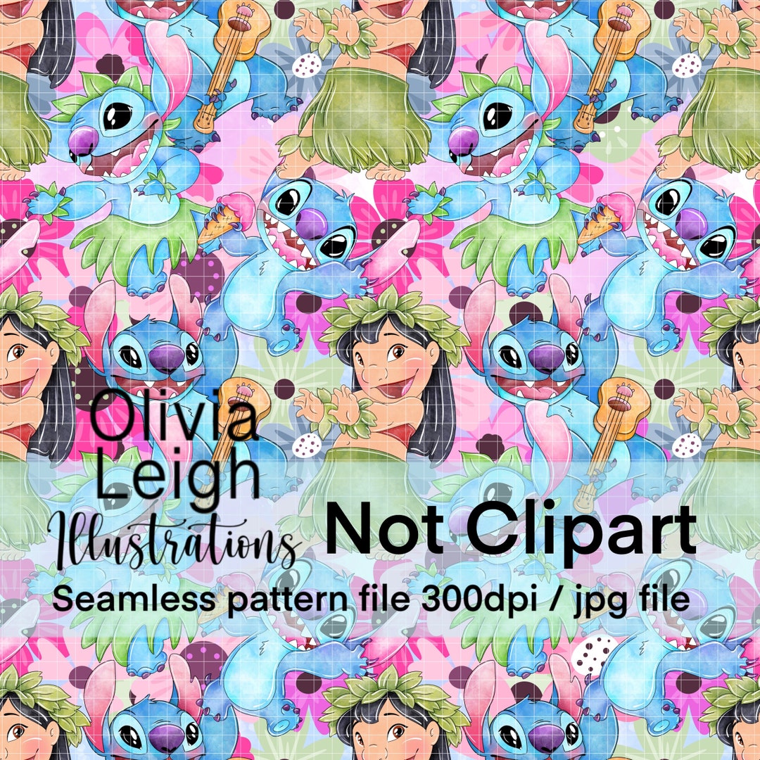 Cute Lilo and Stitch Seamless Pattern. Digital Paper. DIGITAL DOWNLOAD ...