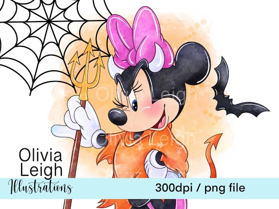 Minnie Mouse Halloween Pumpkin Devil Cute Clipart PNG Files - Etsy