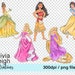 Set of Princess Belle, Cinderella, Snow White, Rapunzel, Jasmine and ...